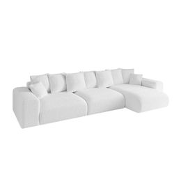 ECKSOFA Ottomane rechts ESKAR-L2 364x176x72 Wei&szlig; Boucl&eacute;