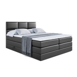 BOXSPRINGBETT OHIO KING - 160x200 - H3/H4 - Schwarz Hochglanz