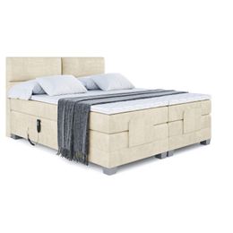 BOXSPRINGBETT elektrisch verstellbar mit 2 Matratzen H4/Taschenfederung MAYA EL 160 x 200 Beige