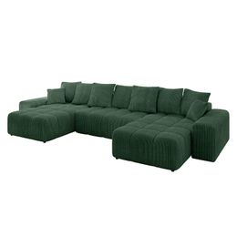 WOHNLANDSCHAFT ENIL-U 401x189x68 Gr&uuml;n Cord