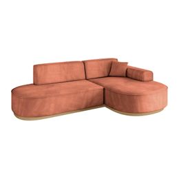 ECKSOFA Ottomane Rechts MARI-L1-v2 - 243x171x83 cm Koralle Velours