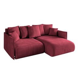ECKSOFA Ottomane rechts ONESK-L 216x177x72 Bordeauxrot Velours