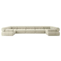 WOHNLANDSCHAFT modulares Sofa Birno-U3 - 475x190x70 cm Beige Velours