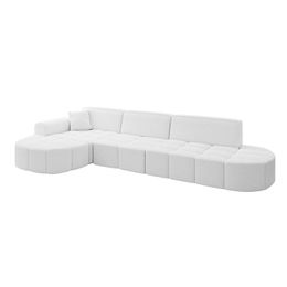 ECKSOFA Ottomane Links LIVO-L2 - 337x173x79,5 cm Wei&szlig;