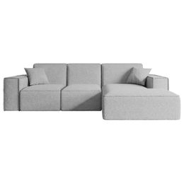 ECKSOFA Ottomane Rechts SERRA-L - 266x169x80 cm Hellgrau Boucl&eacute;