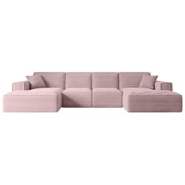 WOHNLANDSCHAFT SIERRA-U - 349x169x80 cm Rosa Cord