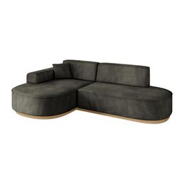 ECKSOFA Ottomane Links MARI-L1-v2 - 243x171x83 cm Schwarz Velours