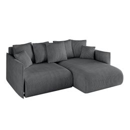 ECKSOFA Ottomane rechts ONESK-L 216x177x72 Dunkelgrau Cord