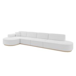 ECKSOFA Ottomane Links MARI-L3-v1 - 413x171x83 cm Wei&szlig; Boucl&eacute;