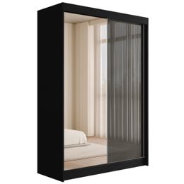 KLEIDERSCHRANK VESLI - 150 cm - Schwarz|Grau