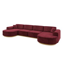 WOHNLANDSCHAFT MARI-U2-v2 - 388x171x83 cm Bordeaux Velours