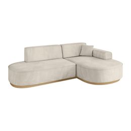 ECKSOFA Ottomane Rechts MARI-L1-v2 - 243x171x83 cm Ecru Velours