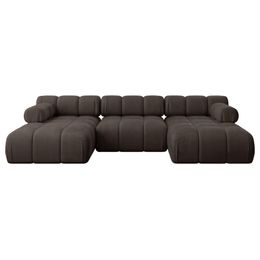WOHNLANDSCHAFT modulares Sofa Tesso-U1 - 285x160x70 cm Braun Velours