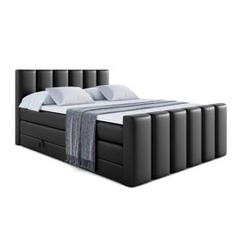 BOXSPRINGBETT BOXI1-Z KING - 160x200 - H3/H4 - Schwarz Hochglanz