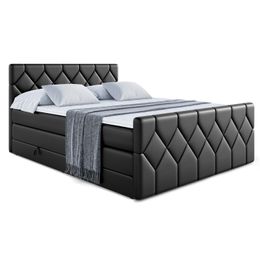 BOXSPRINGBETT CATOR-Z KING - 140x200 - H3/H4 - Schwarz Hochglanz