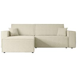 ECKSOFA mit Schlaffunktion und Bettkasten CELTIC-XL - 277x143x83 cm Beige Boucl&eacute;