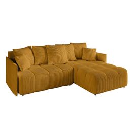 ECKSOFA Ottomane rechts LONLI-L 251x189x68 Currygelb Cord