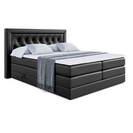 BOXSPRINGBETT NOEL KING - 160 x 200 - H3/H4 - Schwarz Hochglanz