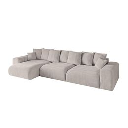 ECKSOFA Ottomane links ESKAR-L2 364x176x72 Hellbraun Velours