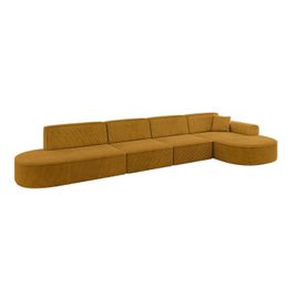 ECKSOFA Ottomane Rechts MARI-L3 - 413x171x79 cm Senfgelb Cord