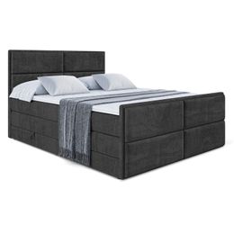 BOXSPRINGBETT AURA-Z KING - 200 x 200 - H3/H4 - Schwarz