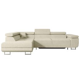 ECKSOFA mit Schlaffunktion und Bettkasten GUSA-L 272x202x107 cm Beige Boucl&eacute;
