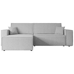 ECKSOFA mit Schlaffunktion und Bettkasten CELTIC-XL - 277x143x83 cm Hellgrau Boucl&eacute;