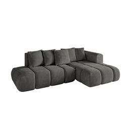 ECKSOFA Ottomane Rechts CLOUD-L-v1 280x185x90 Dunkelgrau Velours