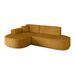ECKSOFA Ottomane Links MARI-L1-v3 - 243x171x83 cm Senfgelb Cord