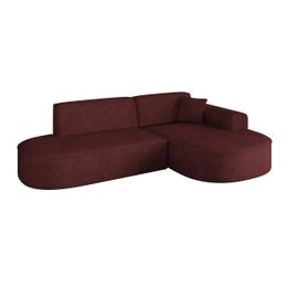 ECKSOFA Ottomane Rechts MARI-L1 - 243x171x79 cm Bordeaux Velours