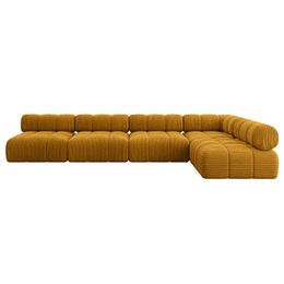 ECKSOFA modulares Sofa Samaro-L3 - 380x190x70 cm Senfgelb Cord
