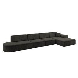 ECKSOFA Ottomane Rechts IREA-L3-v3 - 412x165x77 cm Schwarz