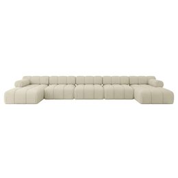 WOHNLANDSCHAFT modulares Sofa Tesso-U3 - 475x160x70 cm Beige Boucl&eacute;