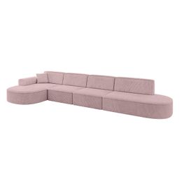 ECKSOFA Ottomane Links MARI-L3 - 413x171x79 cm Rosa Cord