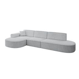 ECKSOFA Ottomane Links MARI-L2 - 328x171x79 cm Grau Cord