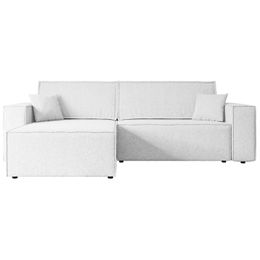 ECKSOFA mit Schlaffunktion und Bettkasten CELTIC-XL - 277x143x83 cm Wei&szlig; Boucl&eacute;
