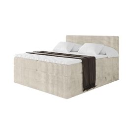 BOXSPRINGBETT mit Matratze H3|H4 und Lattenrost - TOLO KING 160x200 Cord - Creme