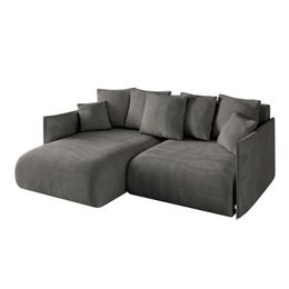 ECKSOFA Ottomane links ONESK-L 216x177x72 Dunkelgrau Velours