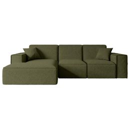 ECKSOFA Ottomane Links SERRA-L - 266x169x80 cm Gr&uuml;n Boucl&eacute;