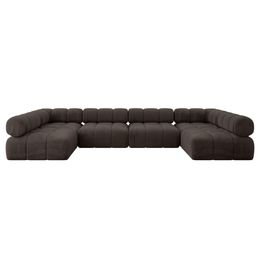 WOHNLANDSCHAFT modulares Sofa Garvo-U2 - 380x190x70 cm Braun Velours