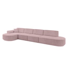 ECKSOFA Ottomane Links MARI-L3-v3 - 413x171x83 cm Rosa Cord
