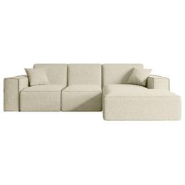 ECKSOFA Ottomane Rechts SERRA-L - 266x169x80 cm Beige Boucl&eacute;