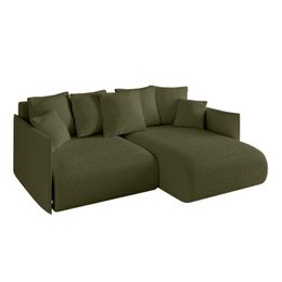 ECKSOFA Ottomane rechts ONESK-L 216x177x72 Gr&uuml;n Boucl&eacute;