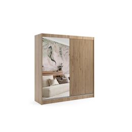 KLEIDERSCHRANK VILAN mit Spiegel/LED - 200 cm - Sonoma Eiche|Eichefarben