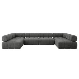 WOHNLANDSCHAFT modulares Sofa Garvo-U2 - 380x190x70 cm Dunkelgrau Velours