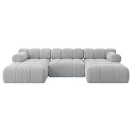 WOHNLANDSCHAFT modulares Sofa Tesso-U1 - 285x160x70 cm Grau Cord