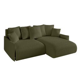 ECKSOFA Ottomane rechts ONESK-L -v1 216x177x72 Gr&uuml;n Boucl&eacute;