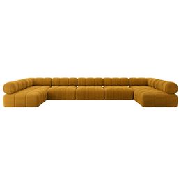 WOHNLANDSCHAFT modulares Sofa Garvo-U3 - 475x190x70 cm Senfgelb Cord