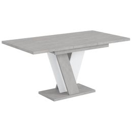 ESSTISCH ausziehbar 120 -160x90x75 cm - Betonoptik K350/Wei&szlig; - INEY