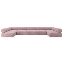 WOHNLANDSCHAFT modulares Sofa Garvo-U3 - 475x190x70 cm Rosa Cord